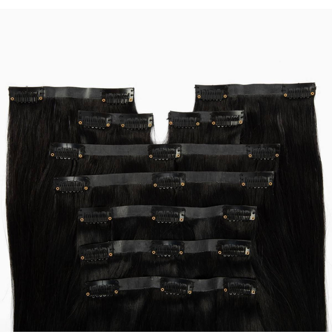 Jet Black Straight Human Hair Seamless Clip-Ins – GoNaked Hair